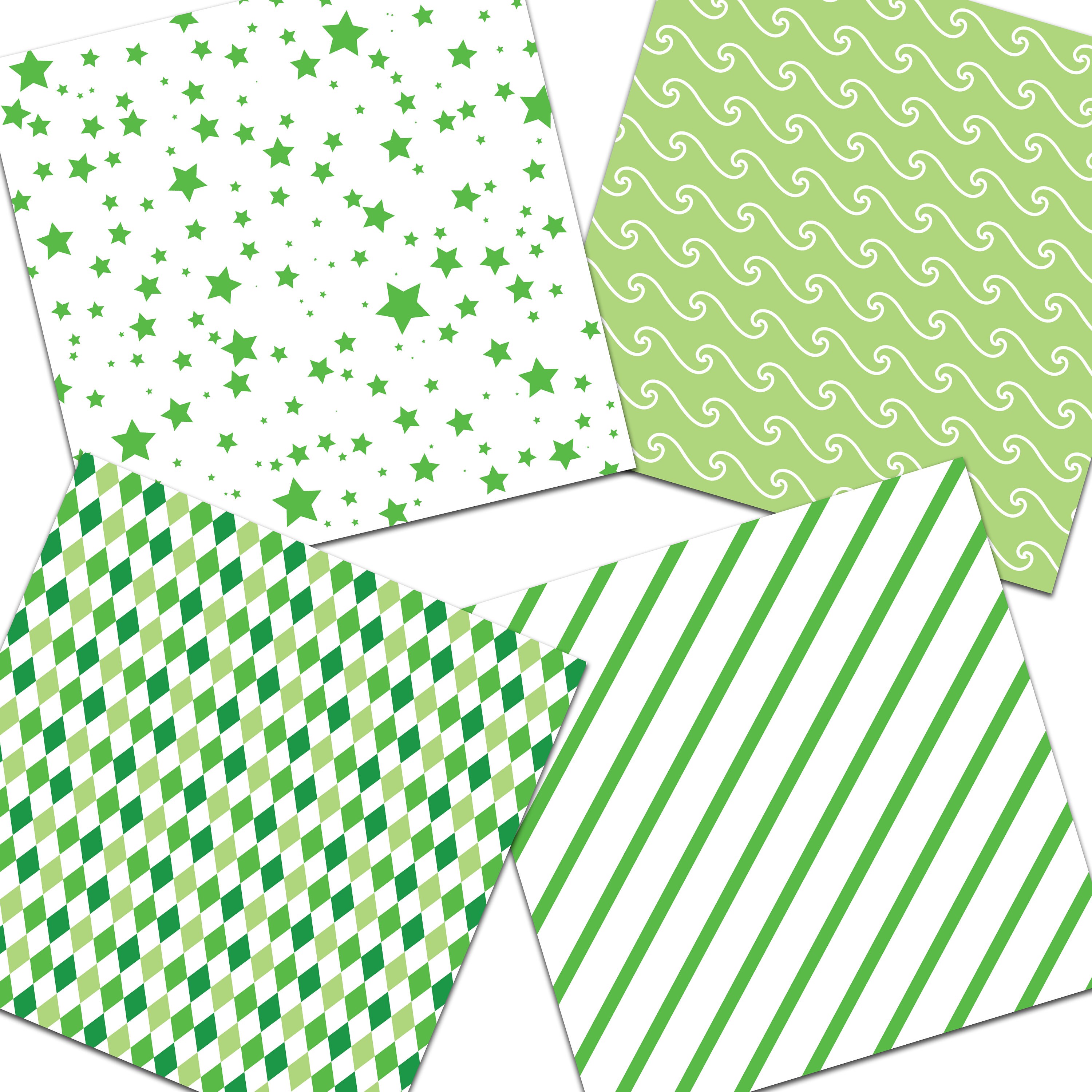 Green Digital Paper Pack ~ Commercial Use ~ 300 Dpi ~ 12 in by 12 in ...