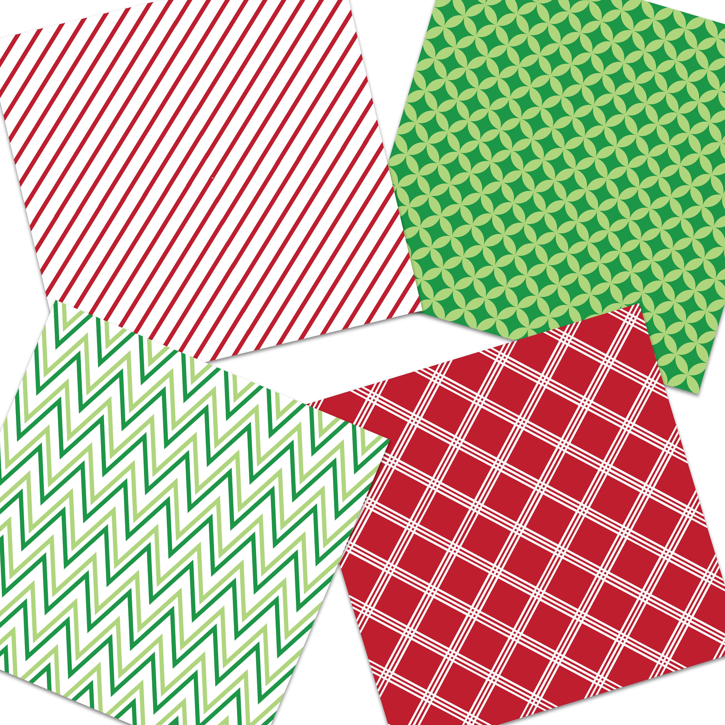 Red and Green Digital Paper Pack, Scrapbook Patterns (digital Download ...