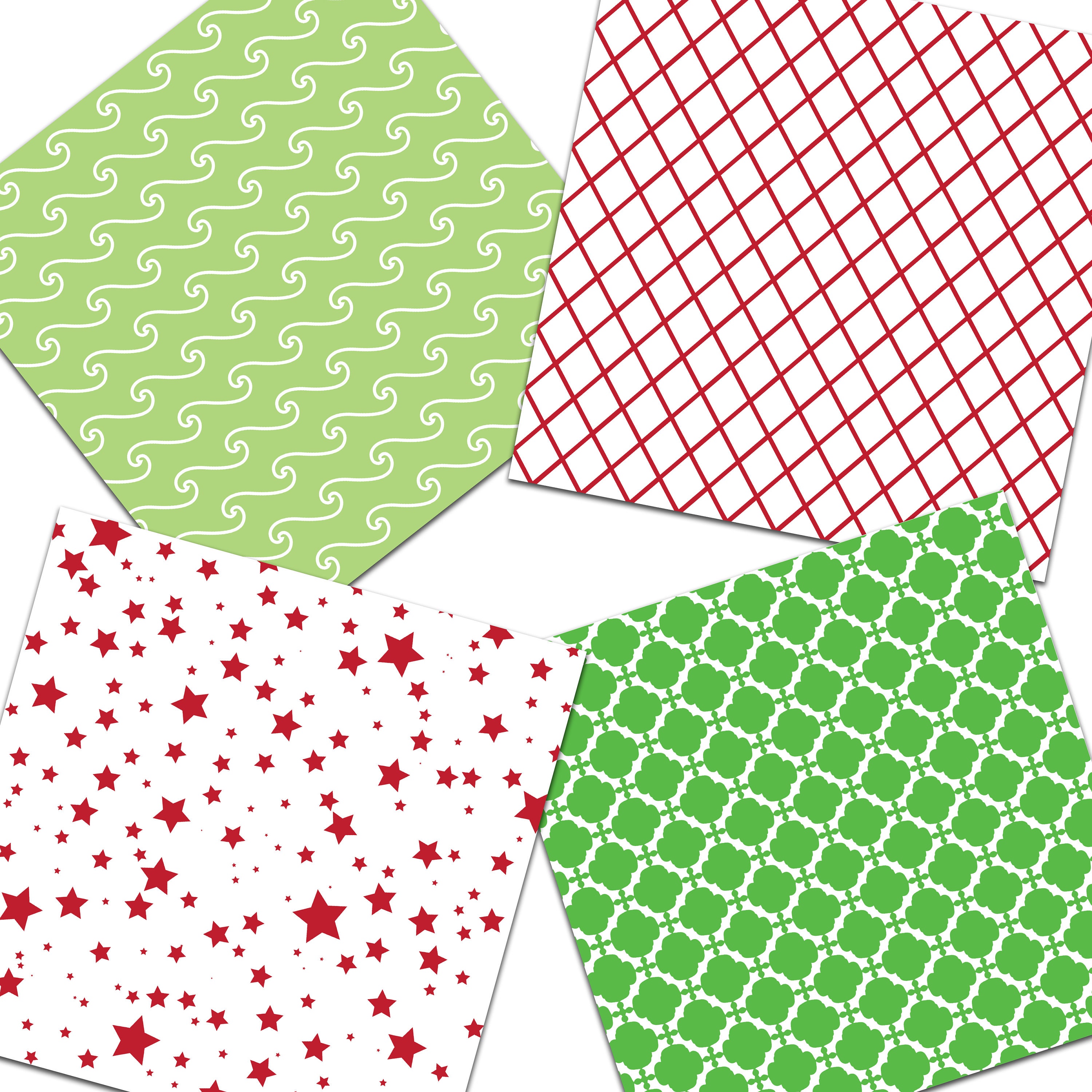Red and Green Digital Paper Pack, Scrapbook Patterns (digital Download ...
