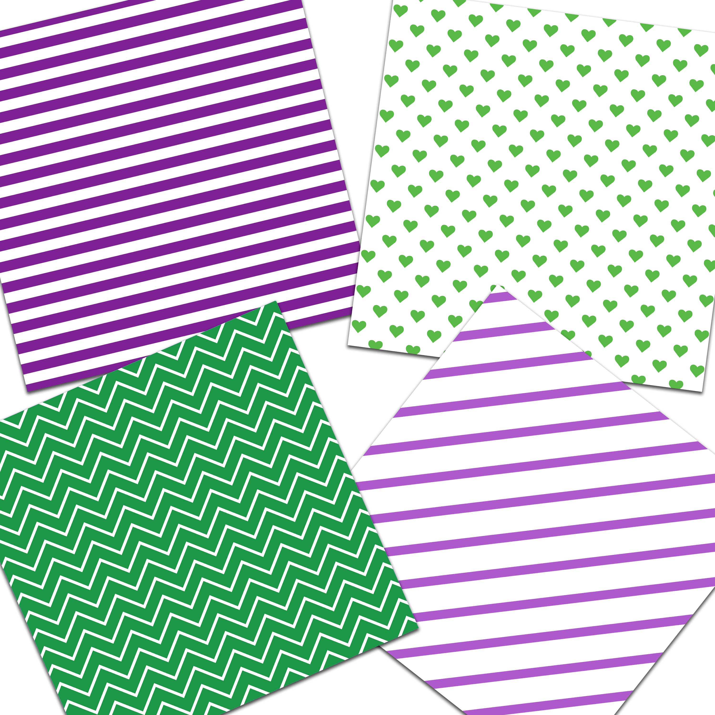 Purple and Green Digital Paper Pack ~ Commercial Use ~ 300 Dpi ~ 12 in ...