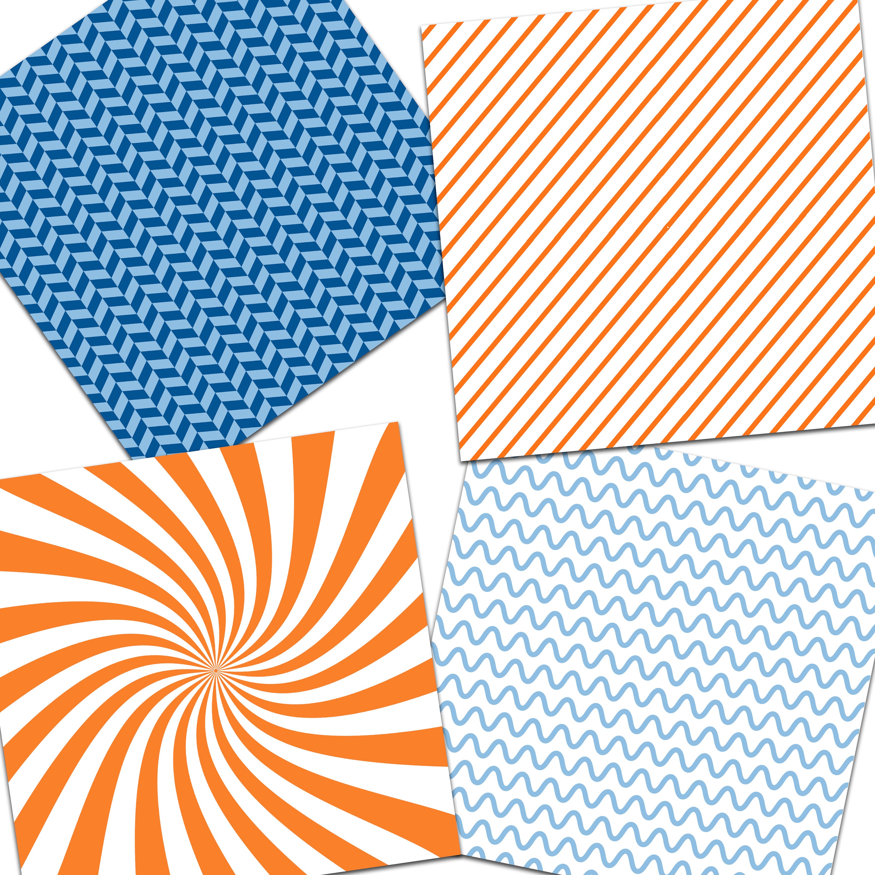 Blue and Orange Digital Paper Pack Commercial Use 300 Dpi 12 in by 12 ...