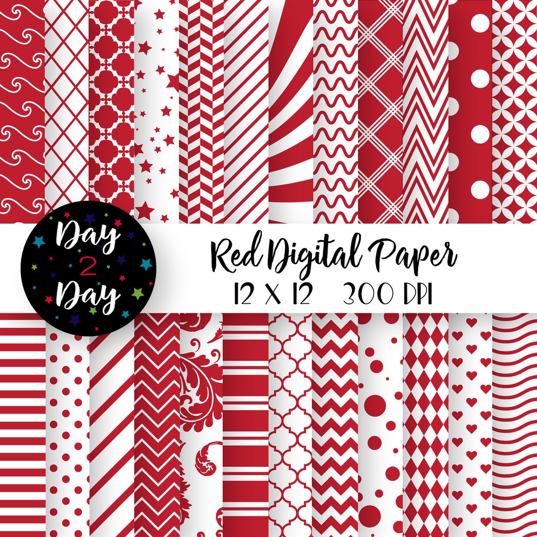 Red Digital Paper Pack ~ Commercial Use ~ 300 Dpi~ 12 in by 12 in ~ Red ...