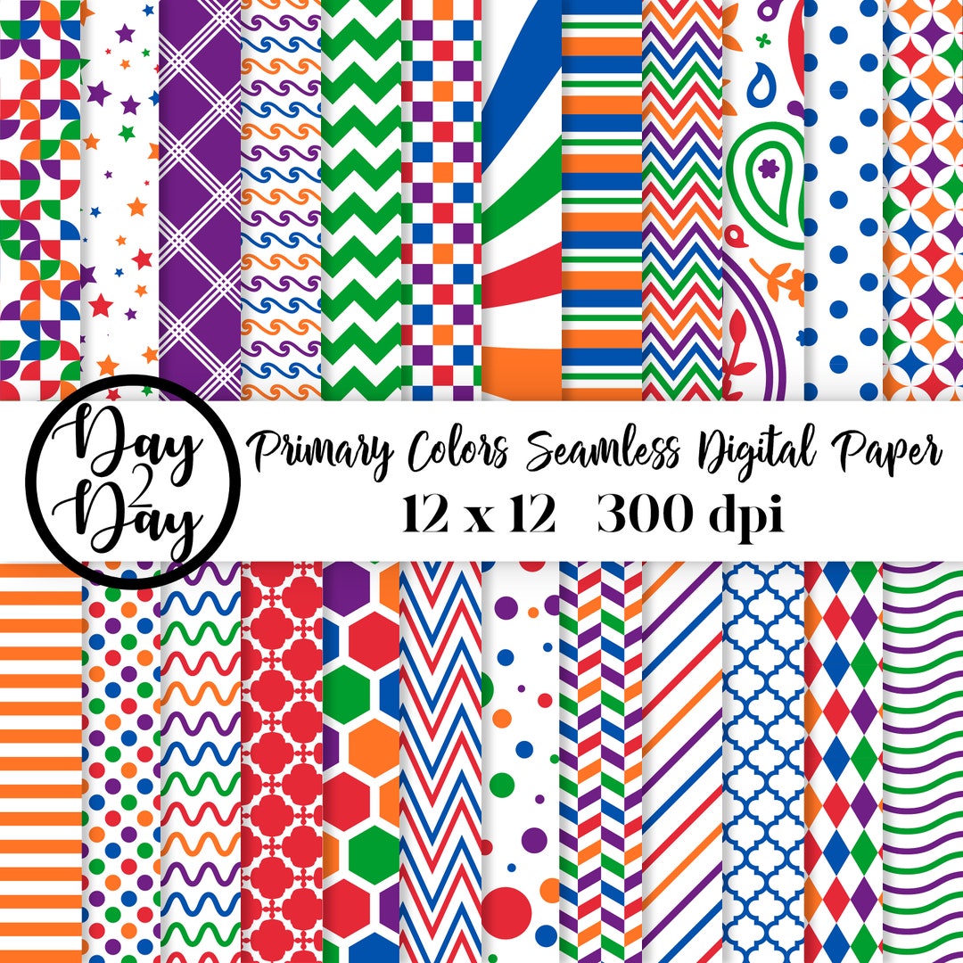 Primary Colors Seamless Geometric Digital Paper Pack ~ Commercial Use ...