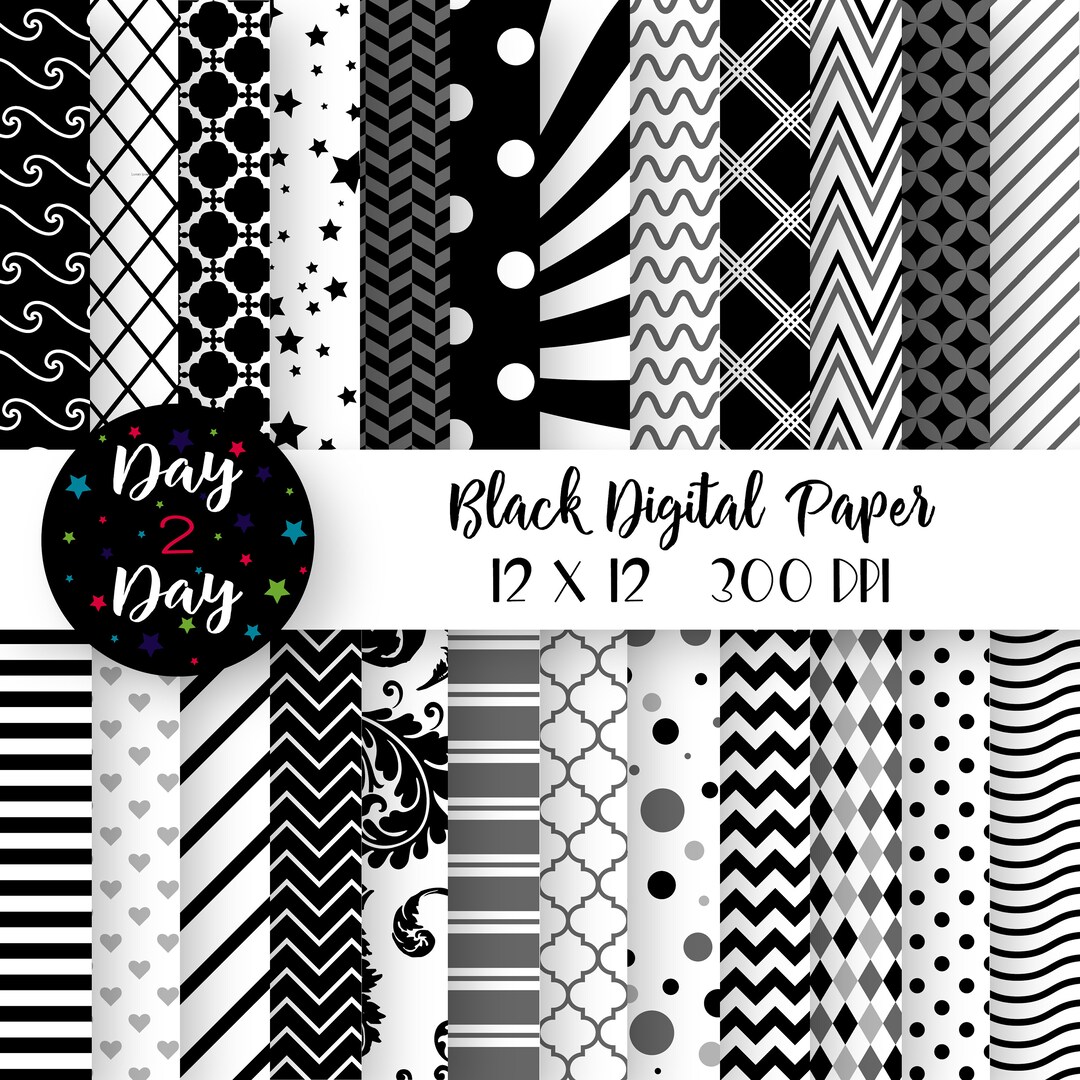 Black & White Digital Paper Pack (12"x12", 24 JPG Papers) - Etsy