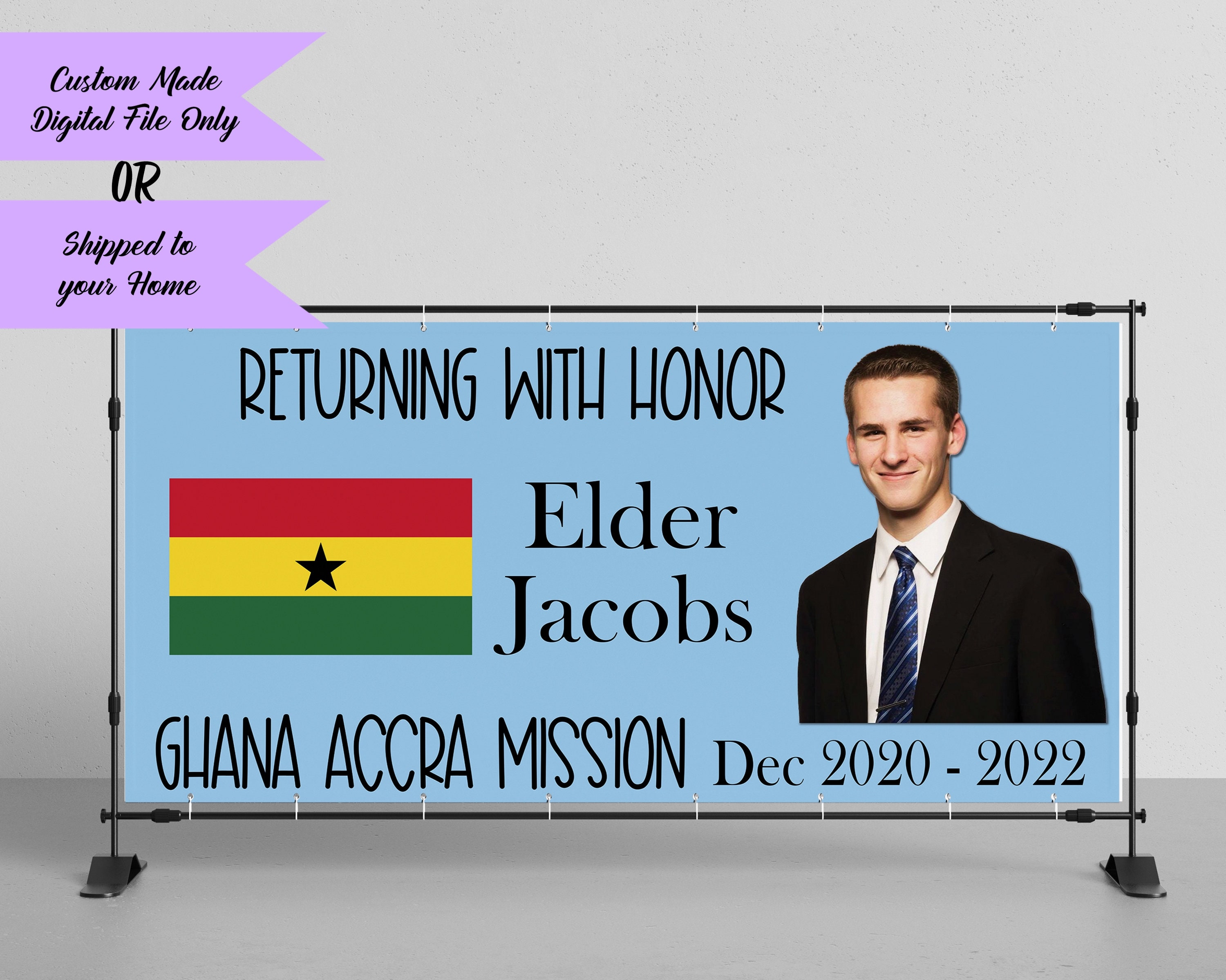 Welcome Home Missionary Banner With Flag Elder or Sister | Etsy