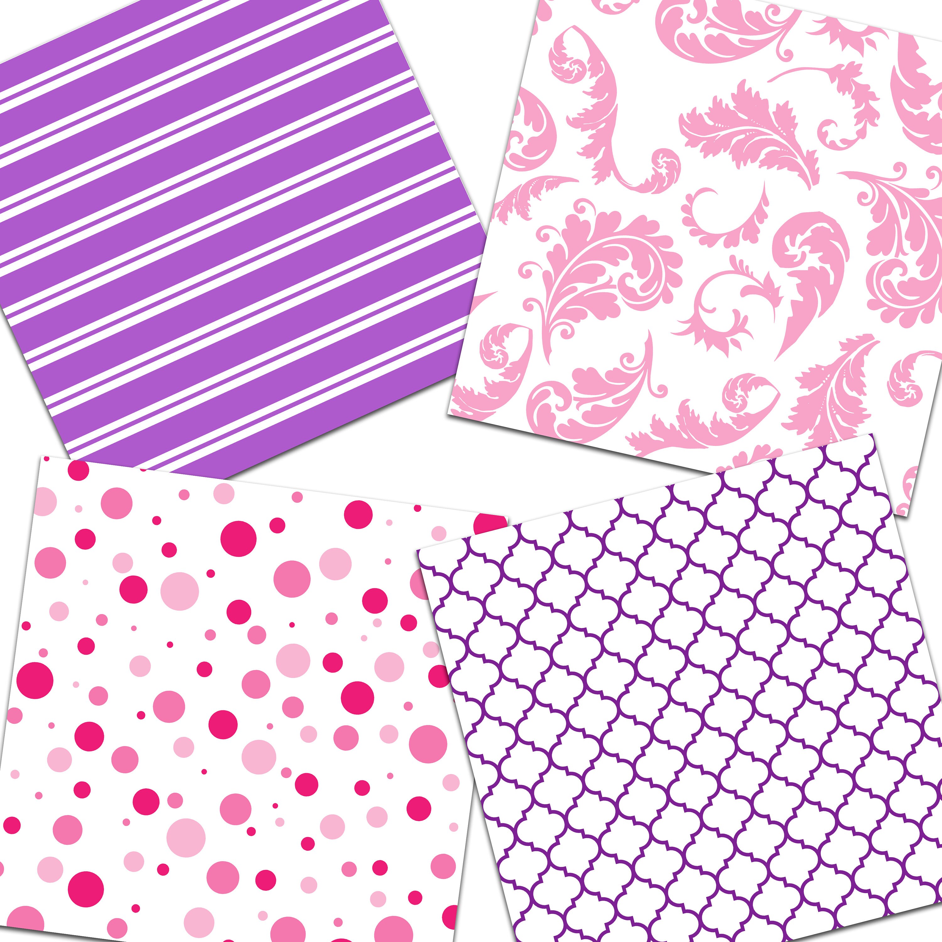 Purple and Pink Seamless Digital Paper Pack Commercial Use 300 Dpi 12 ...