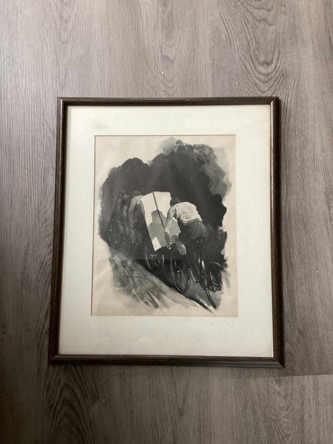 Framed 1899 C Becker Art Print / 24 Hour Bicycle Race Halensee Germany ...