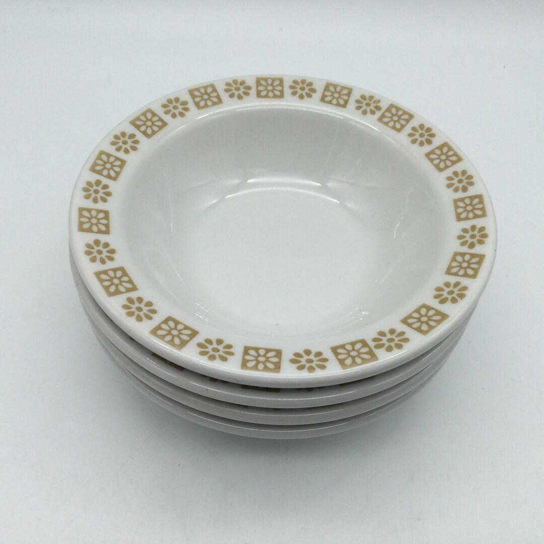 Vintage Shenango China Set of 4 Cereal / Dessert Bowls / Gold Flower ...