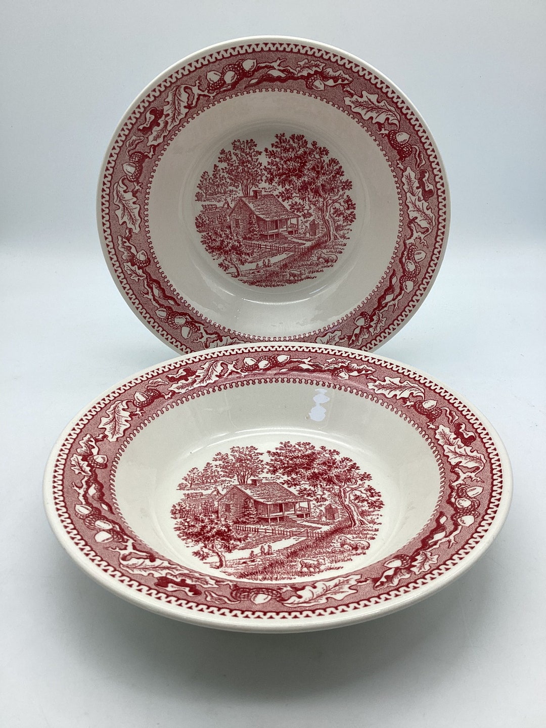 Memory Lane 1960’s Royal Ironstone Red Transferware Pair of Large ...
