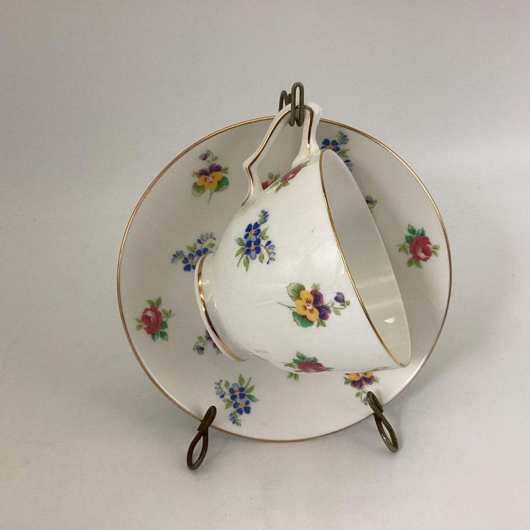 Crown Staffordshire England / Rose Pansy / Multicolor Floral Sorigs ...