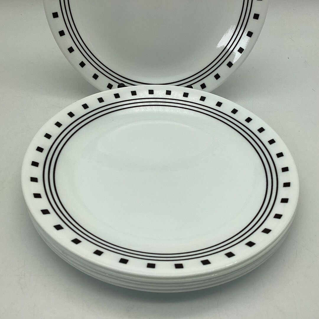 Corelle Vitrelle City Block Set of 6 Luncheon Plates / Black & White - Etsy