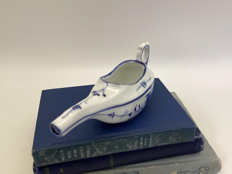Antique German Blue & White Pap Feeder | Porcelain Invalid Feeding Cup ...