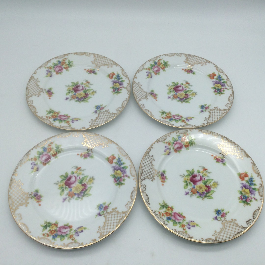 Antique Noritake Morimura Set of 4 Larosa Pattern Bread Plates / Japan ...