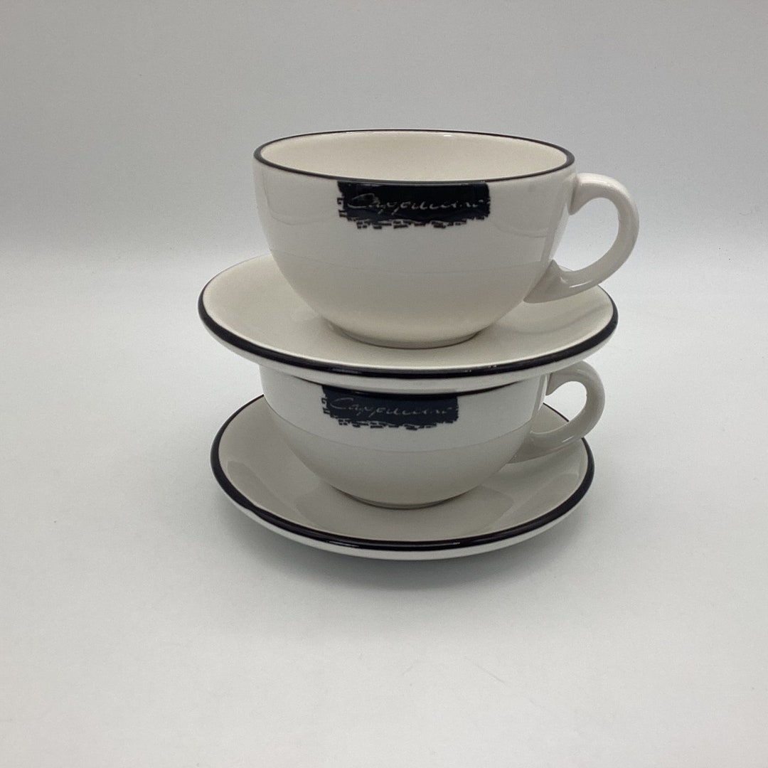 Dudson England Vitrified Pair of Cappucino Cups and Saucers / Black ...