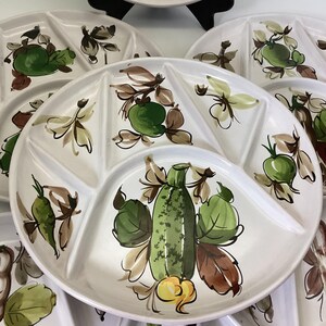 Mid Century Italy Redware Set of 6 Fondue / Grill Plates / Handpainted ...