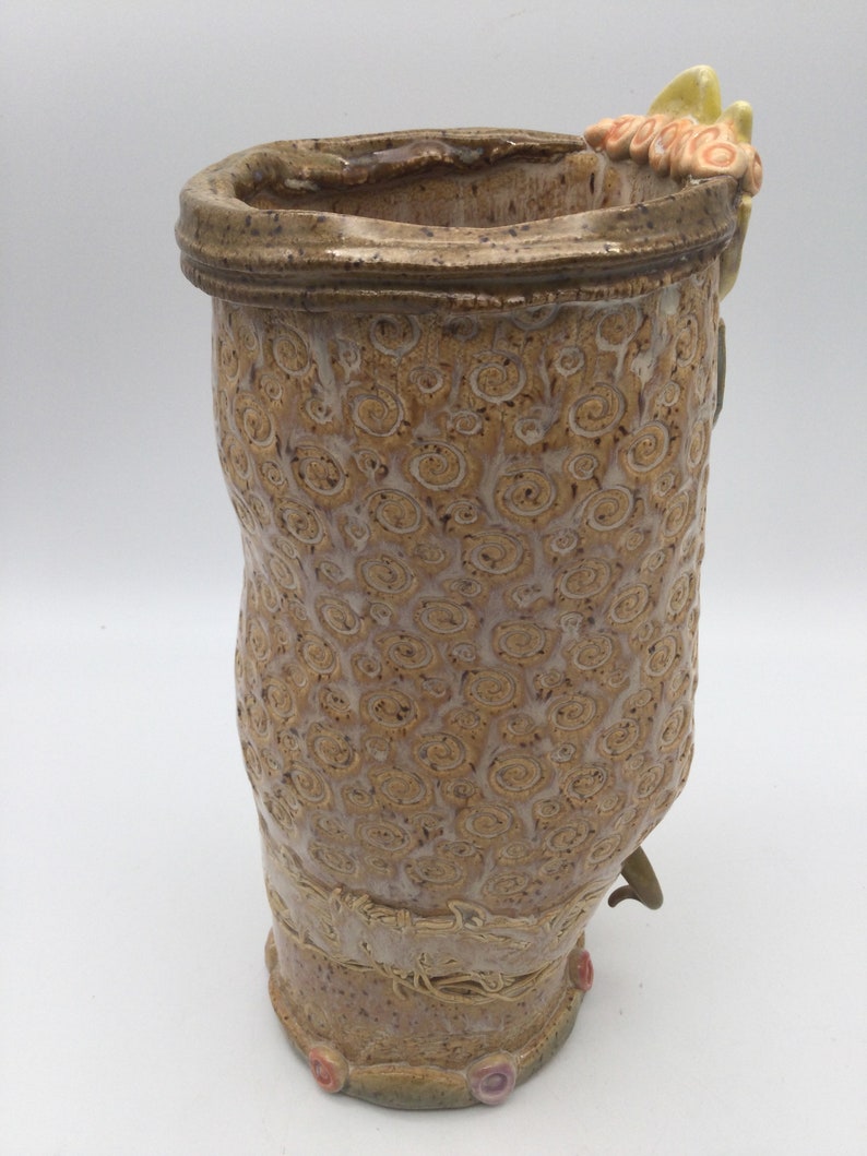 Studio Pottery Vase Twisted River Clay Connecticut Handcrafted Floral ...