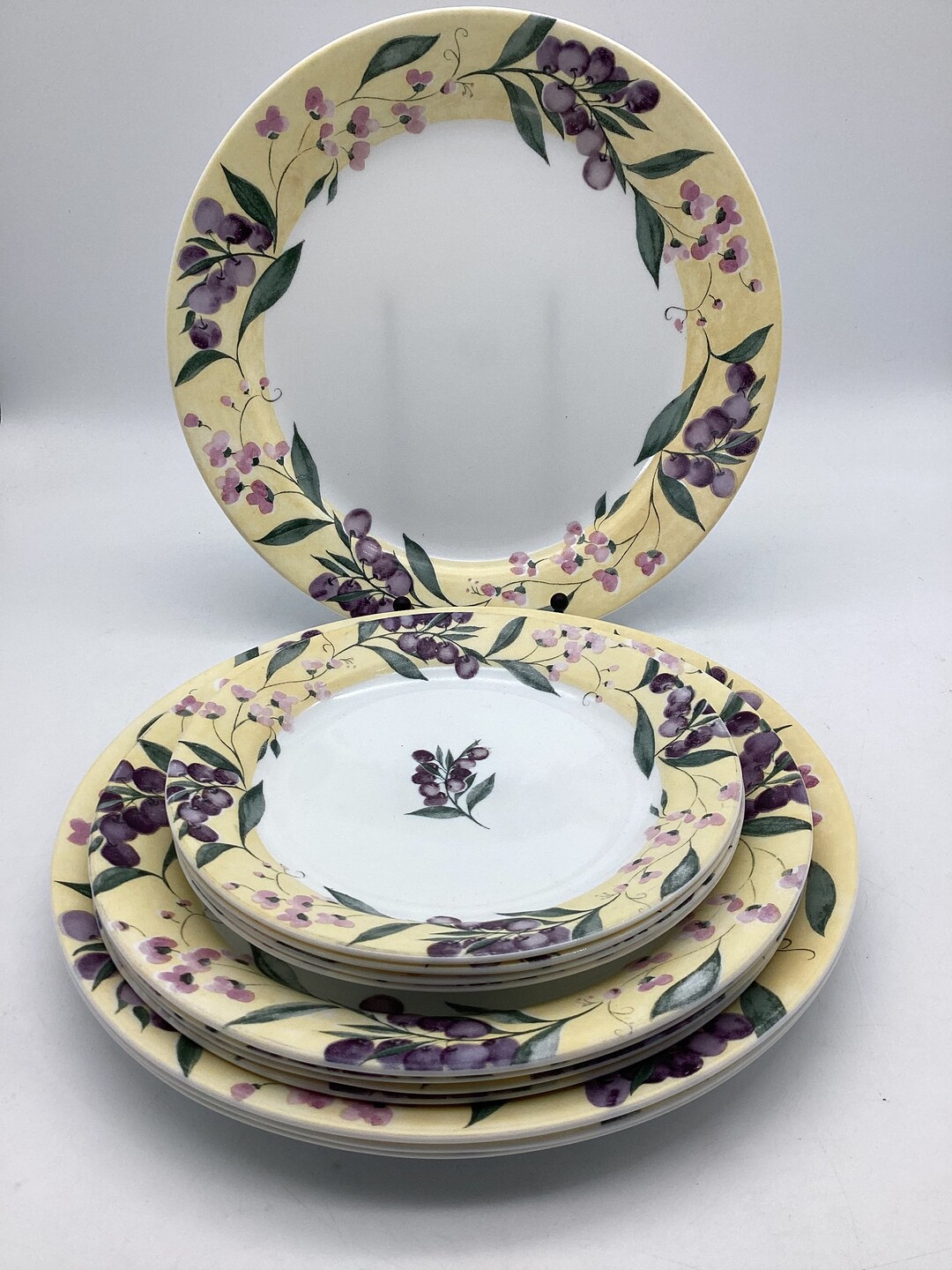 Corelle Floral Grapes Set of 12 Plates /discontinued / Purple Grapes on ...