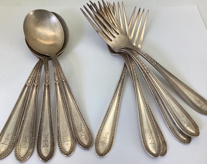 Antique Sterling Silver Flatware Set - 1922 Monogrammed Forks or Spoons ...