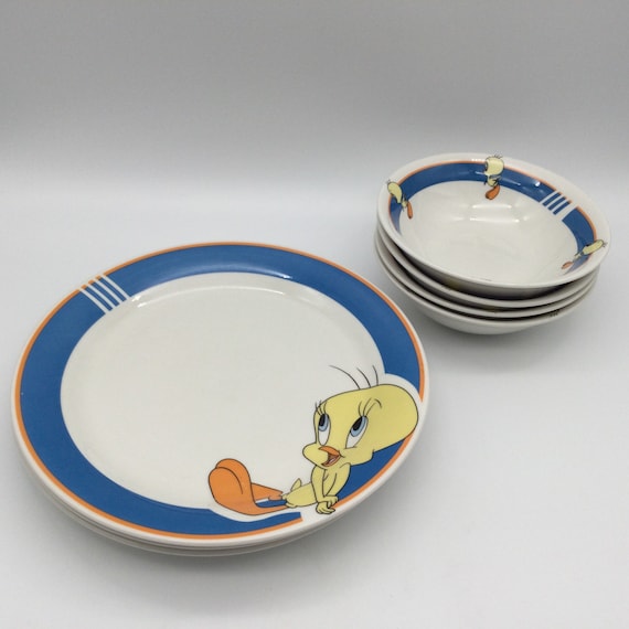 Vintage Tweety Bird / Set of 3 Dinner Plates or 4 Cereal Bowls - Etsy