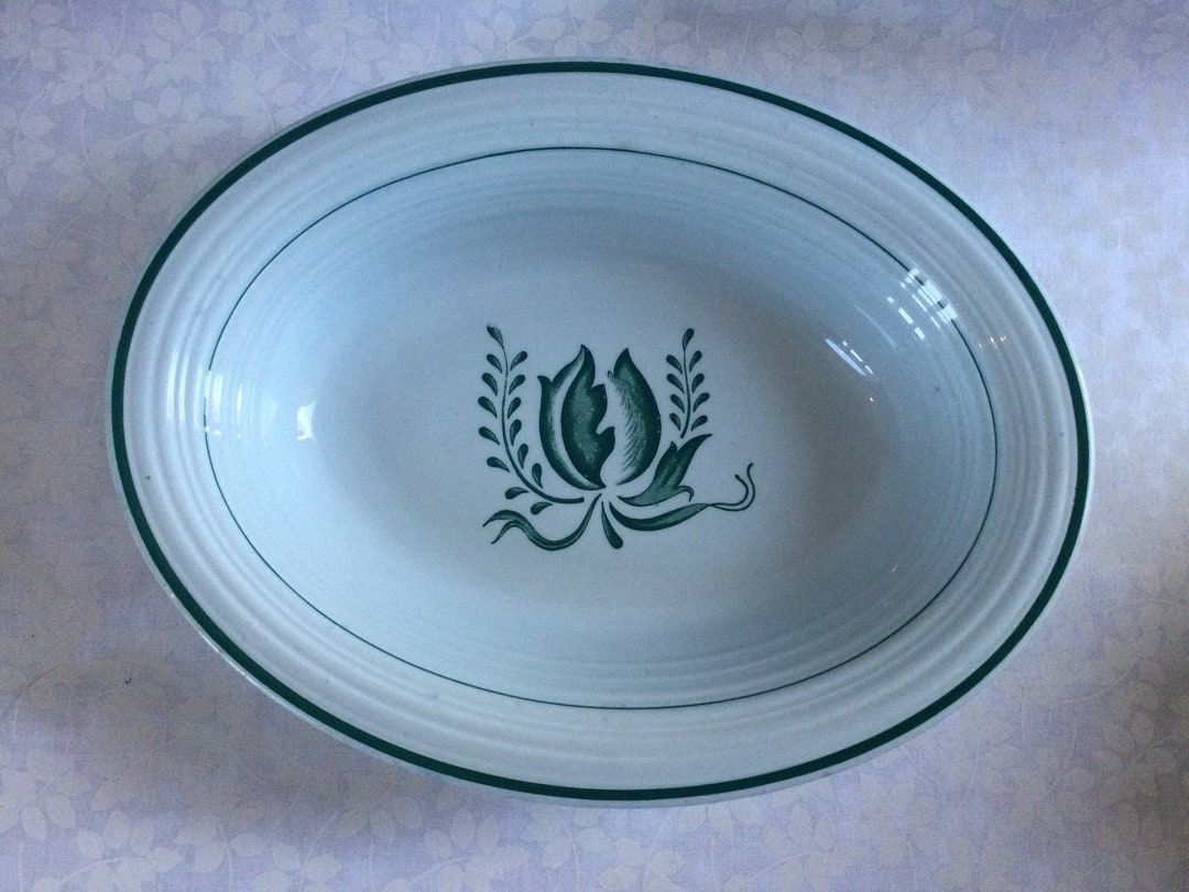 Booths Tulip Green Oval Vegetable Serving Bowl - Etsy