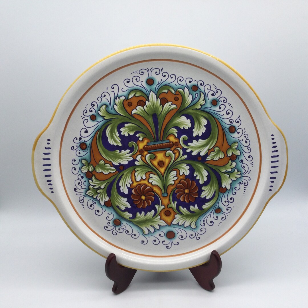 Nova Deruta Italy Colorful Handled Platter / 13” - Etsy