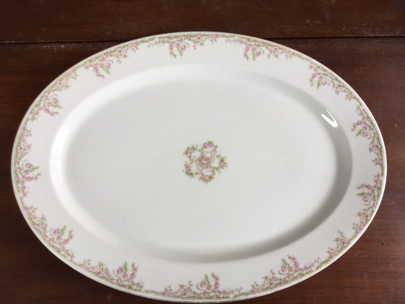 Antique Syracuse China OPCO / Pink Rose Floral / Large Oval Serving ...