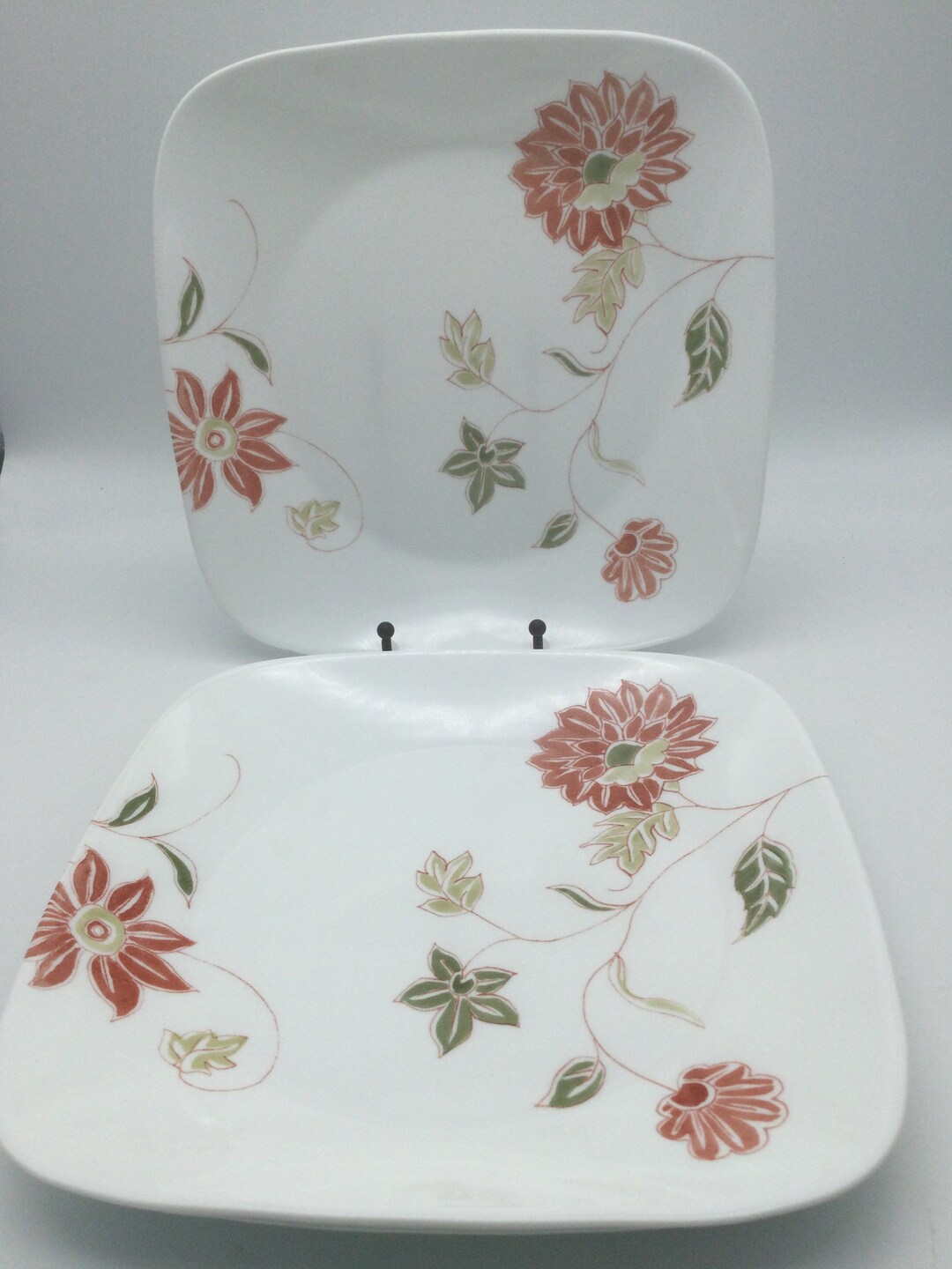 Vintage Corelle Matilda Set of 4 Square Dinner Plates / Discontinued - Etsy