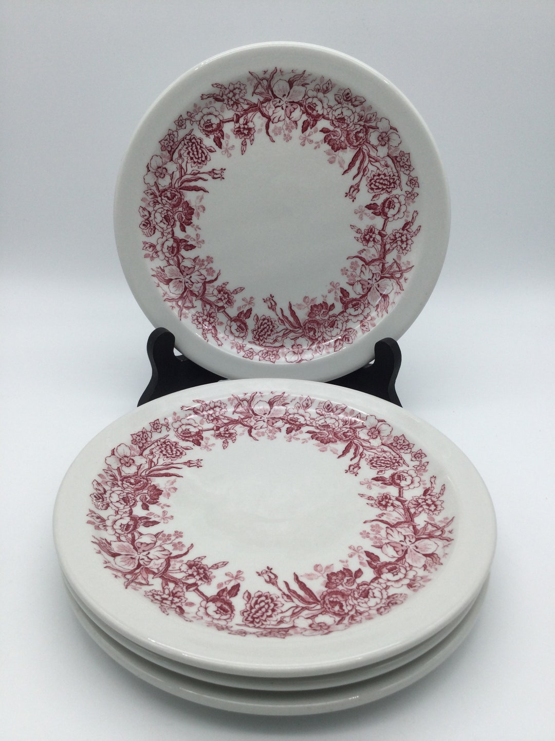 Vintage Shenango China Set of 4 Salad Plates / Avon / Red / Pink ...