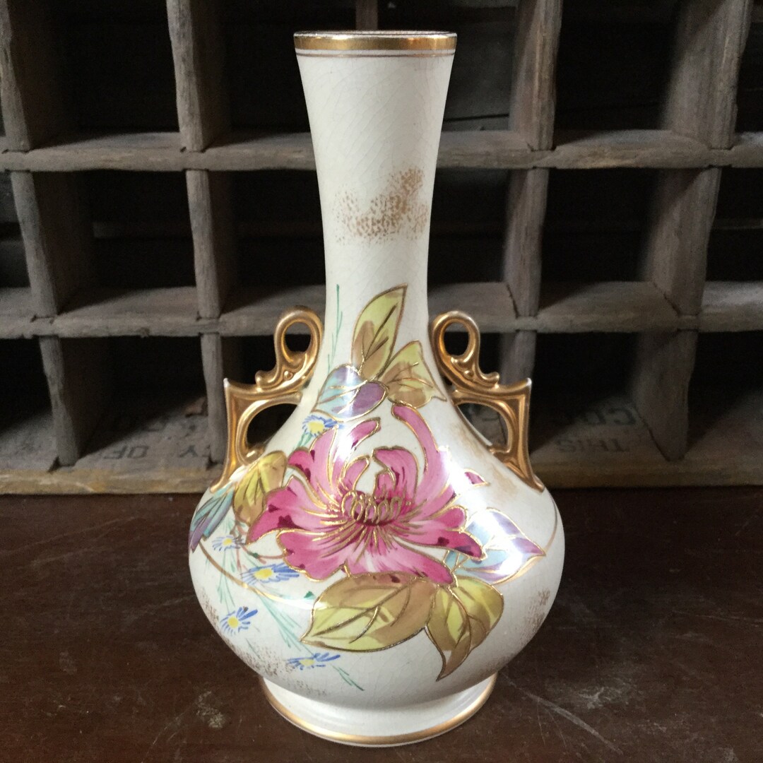 Antique Chelsea Art Pottery Double Handled Vase / Hollingshead and ...