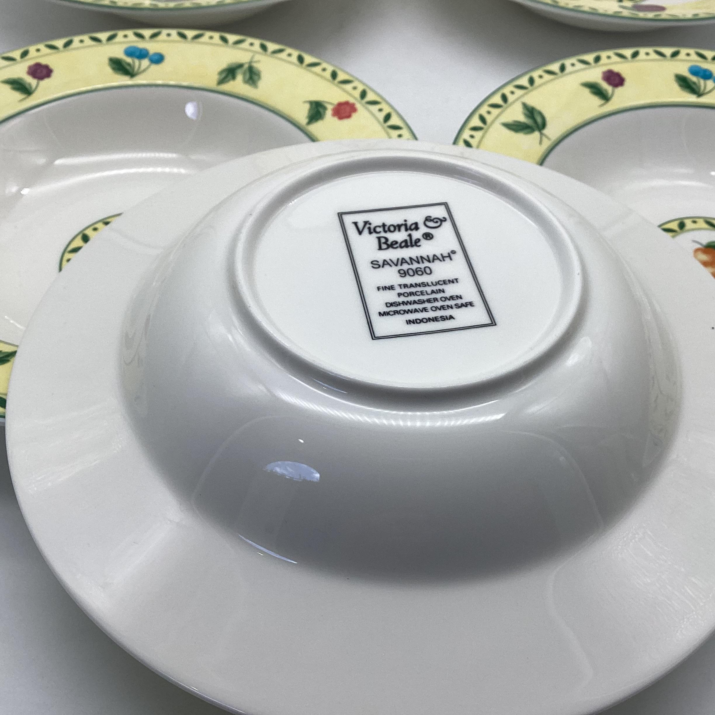 Vintage Victoria & Beale Savannah Set of 6 Rimmed Soup Bowls / Fruit ...