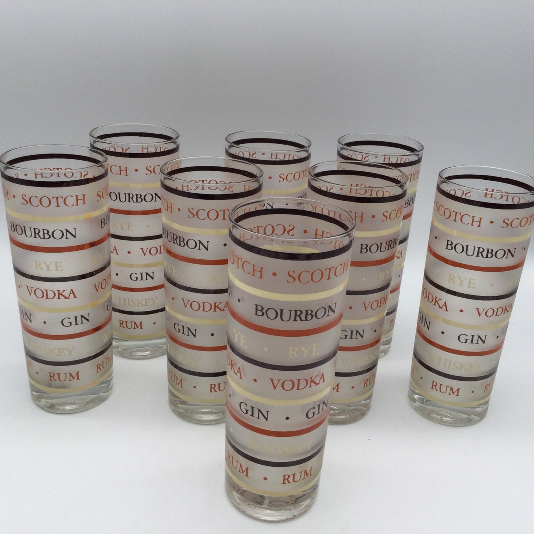 MCM Set of 8 Zombie Glasses / Scotch Bourbon / Rye / Vodka / Gin ...