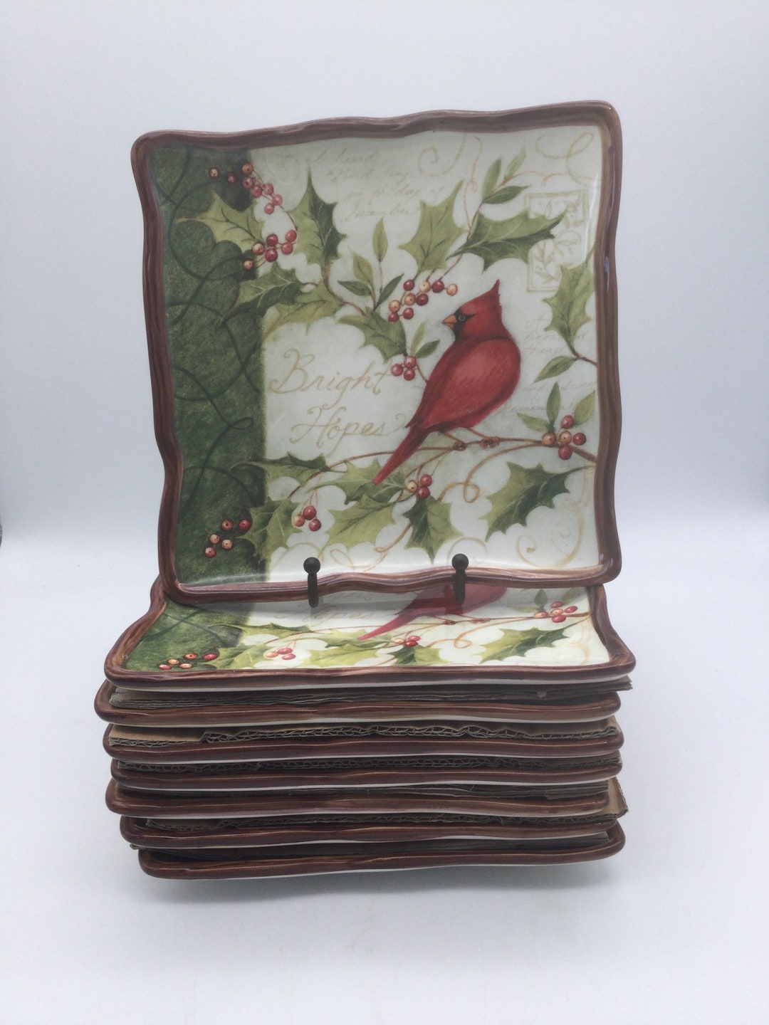 Set of 8 Susan Winget Winter Wonderland Cardinal Plates 8.5 Certified ...