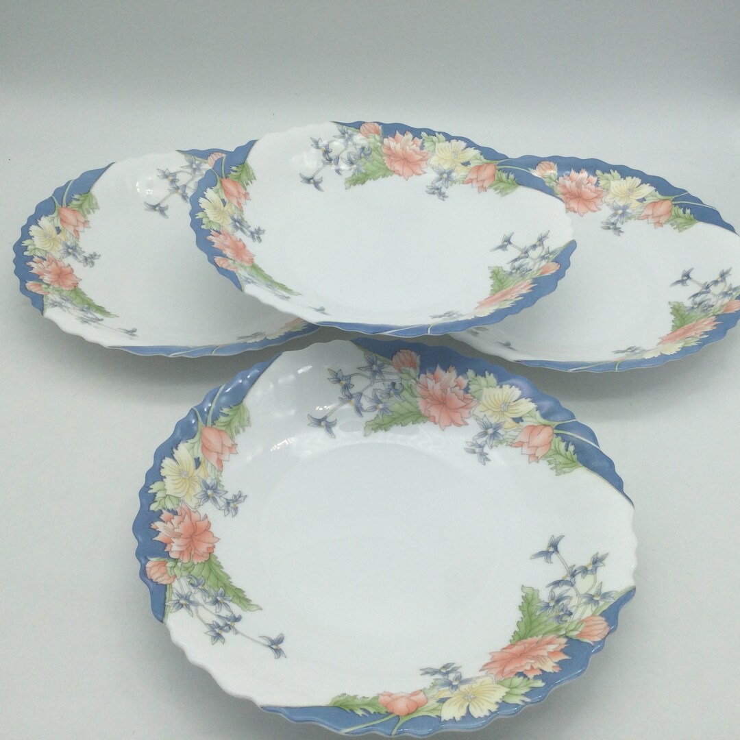 Vintage Arcopal France Florine Pattern / Set of 4 Soup Bowls / 8.25 ...