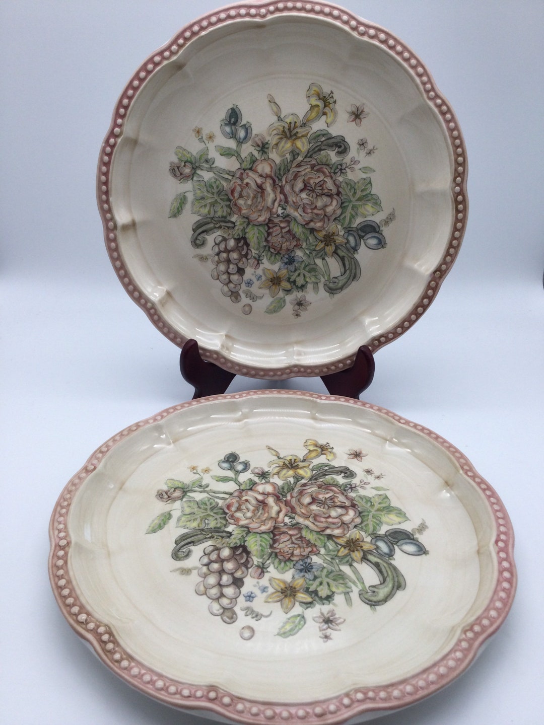 Ceramica Due Torri per Alimenti / Pair of Large Artist Signed Floral ...