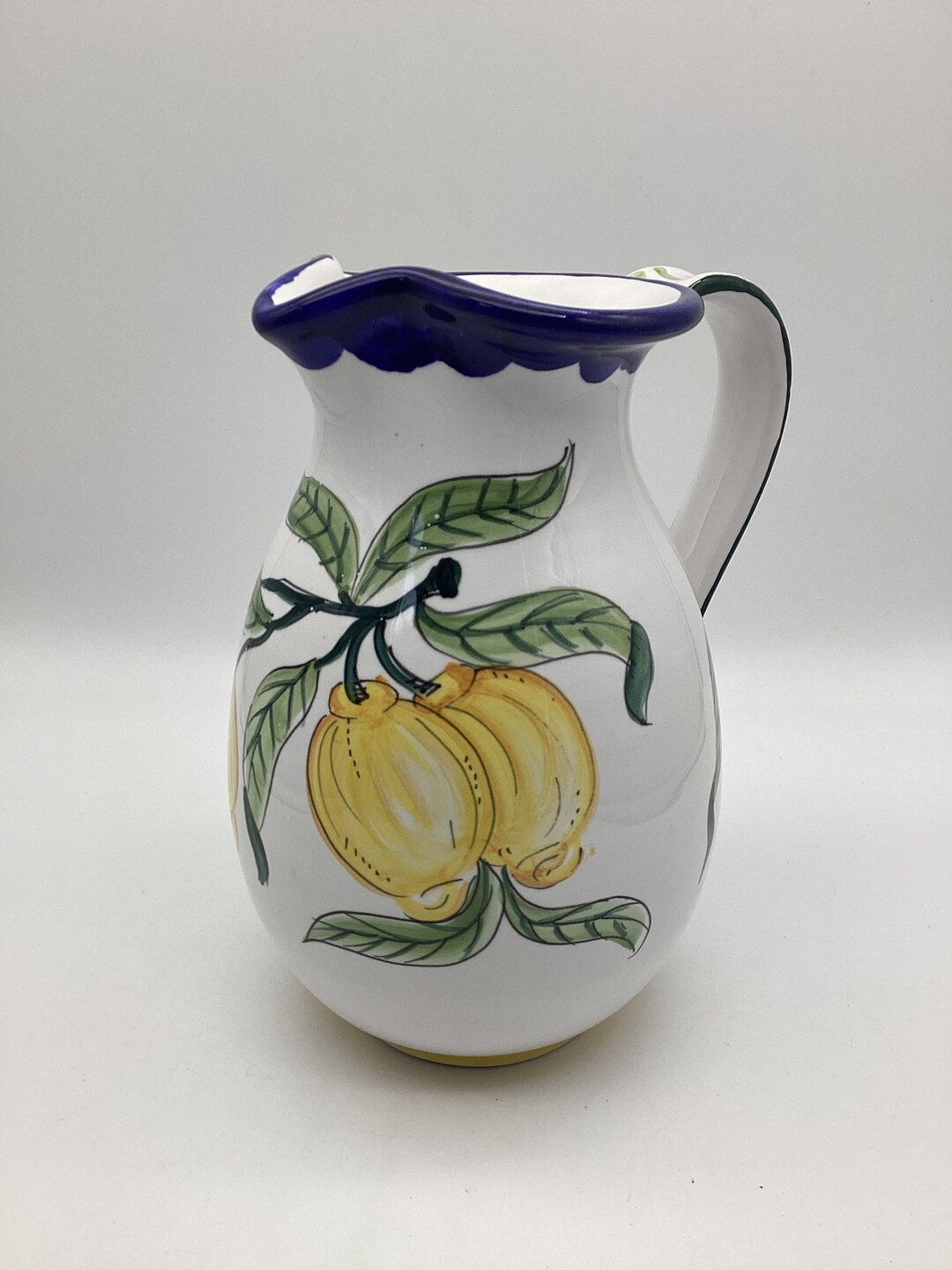 Handpainted Fratelli Mari Deruta Italy Lemon Design 1.75 Liter Pitcher ...