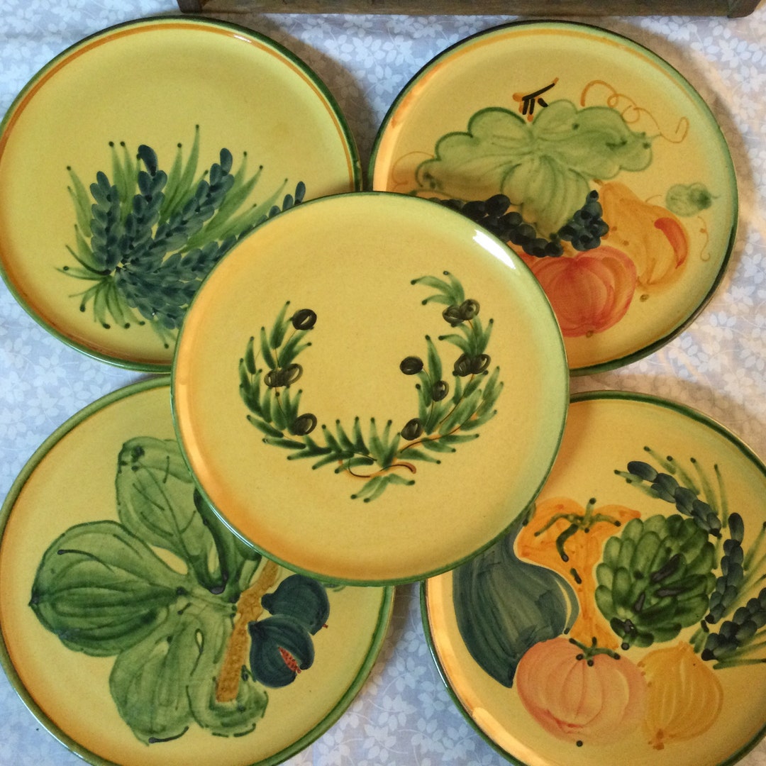 Rustic Handpainted Pottery Chop Plates / Oversized Dinner Plates / 5 ...