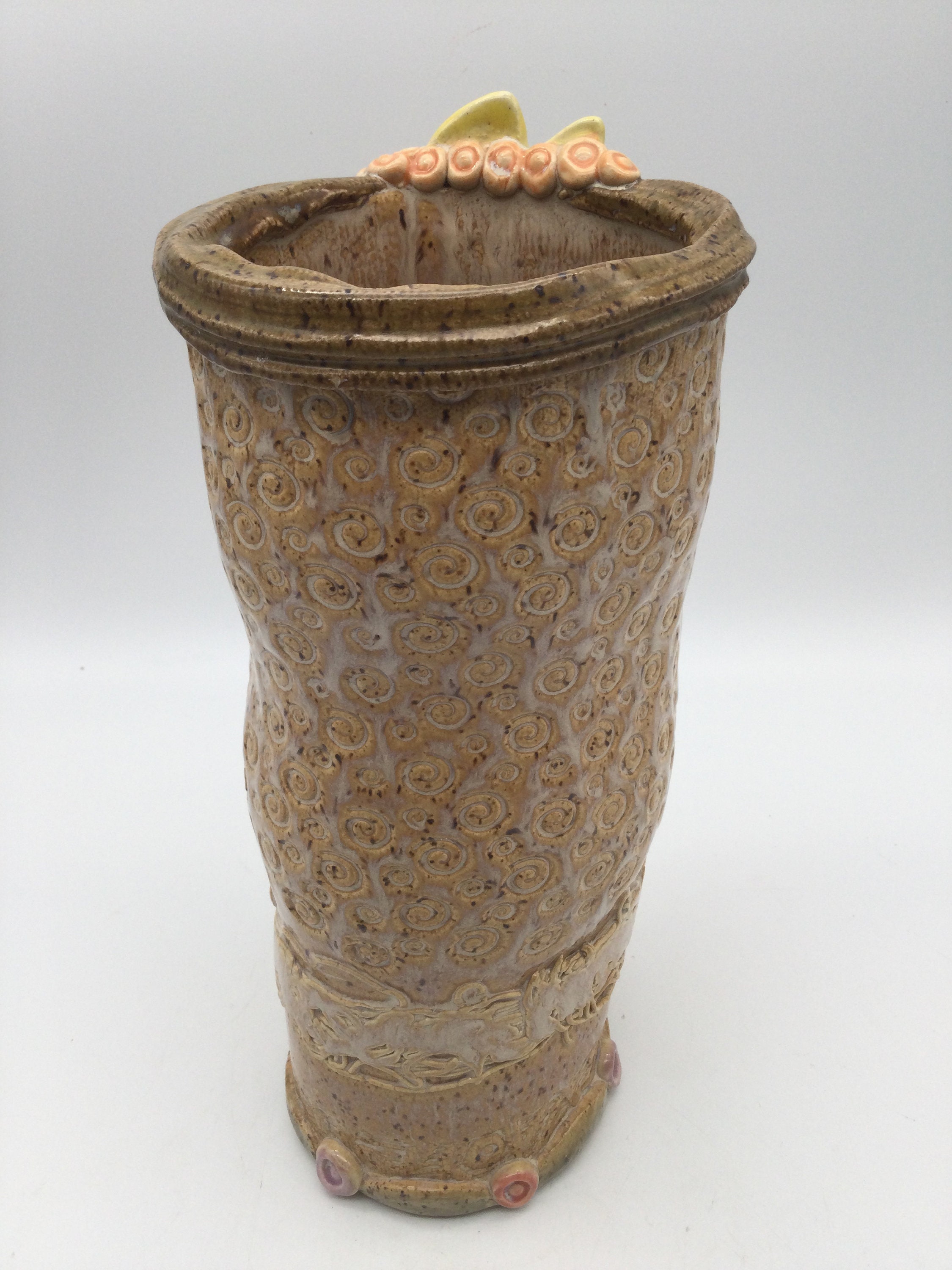 Studio Pottery Vase Twisted River Clay Connecticut Handcrafted Floral ...