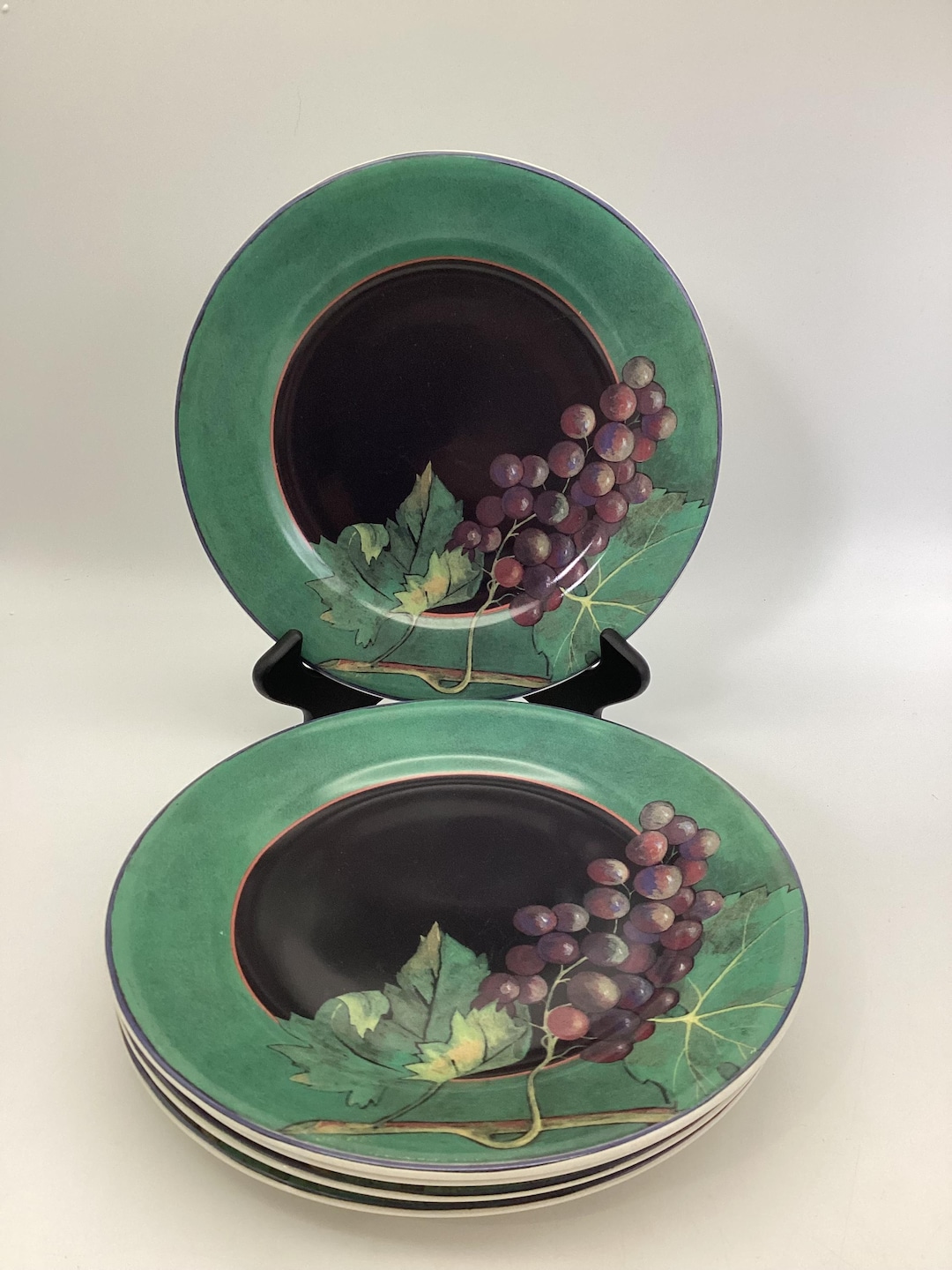 Vintage Gien France Set of 5 Cueillette Salad Plates / Faiencerie De ...