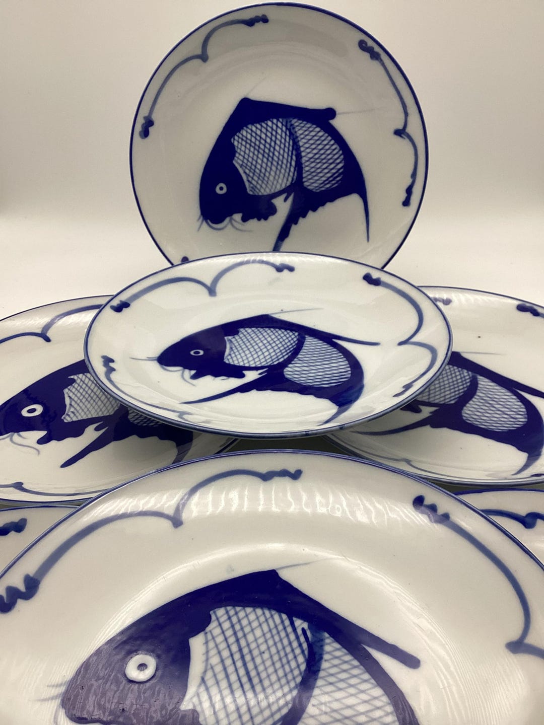 Chinese Brush Stroke / Koi / Carp / Fish Ceramic Plates / 7 Available ...