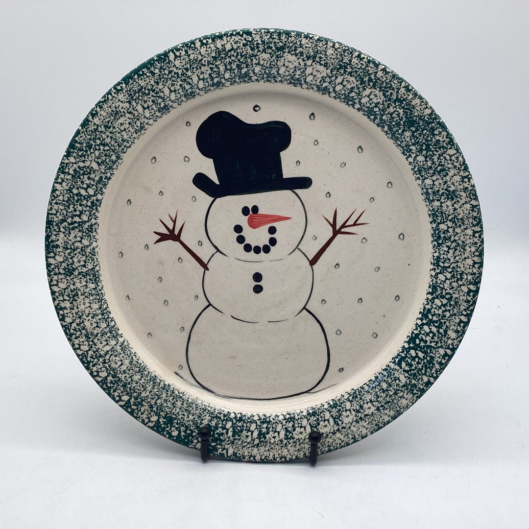 1991 Three Rivers Pottery Handmade Snowman Dinner Plate - Etsy