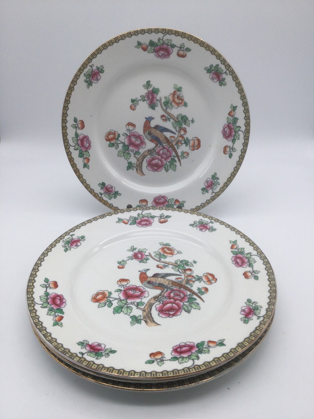 F. Winkle & Co. English Whieldon Ware Set of 4 Dinner Plates / 1908 ...