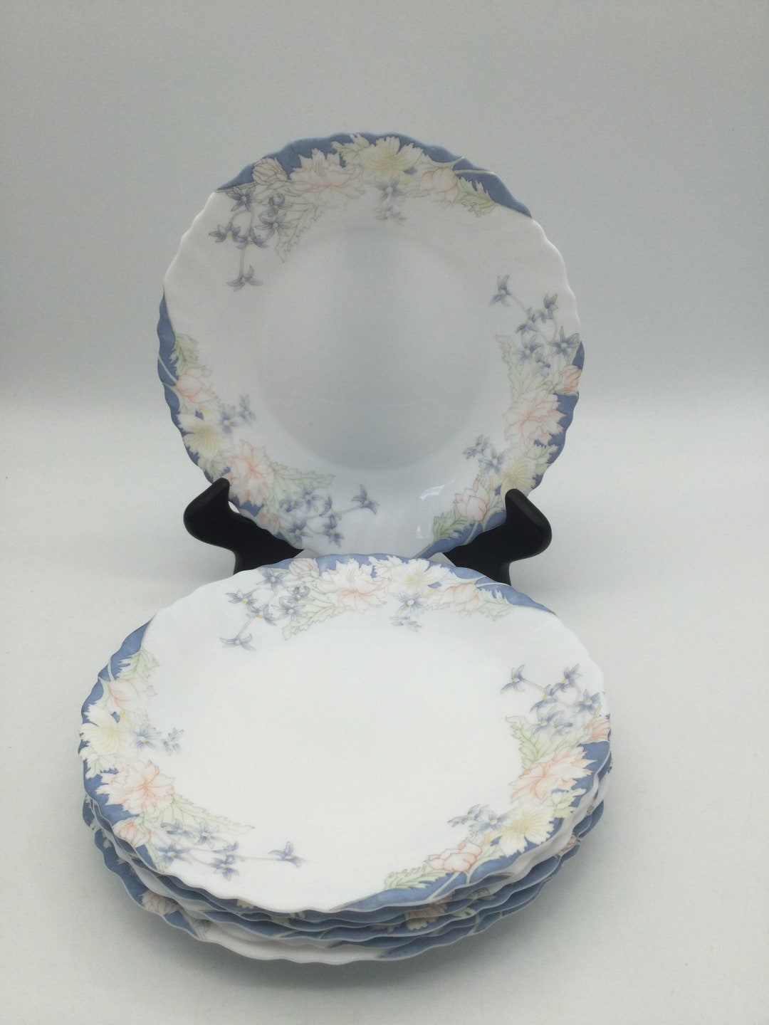 Vintage Arcopal France Florine Pattern / Set of 7 Salad Plates / 7.5 ...