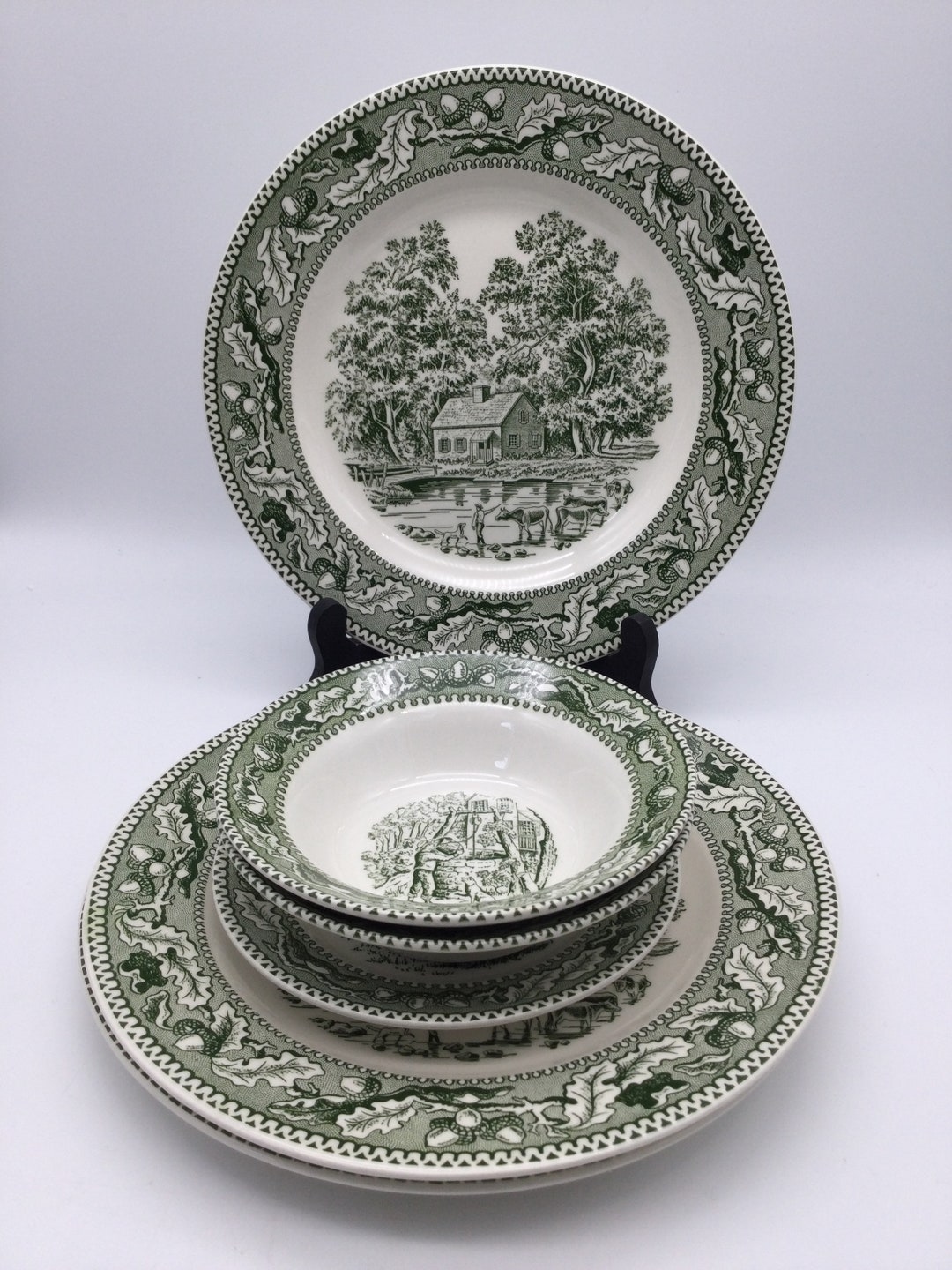 Memory Lane 1960s Royal Ironstone Green Transferware / 6 - Etsy