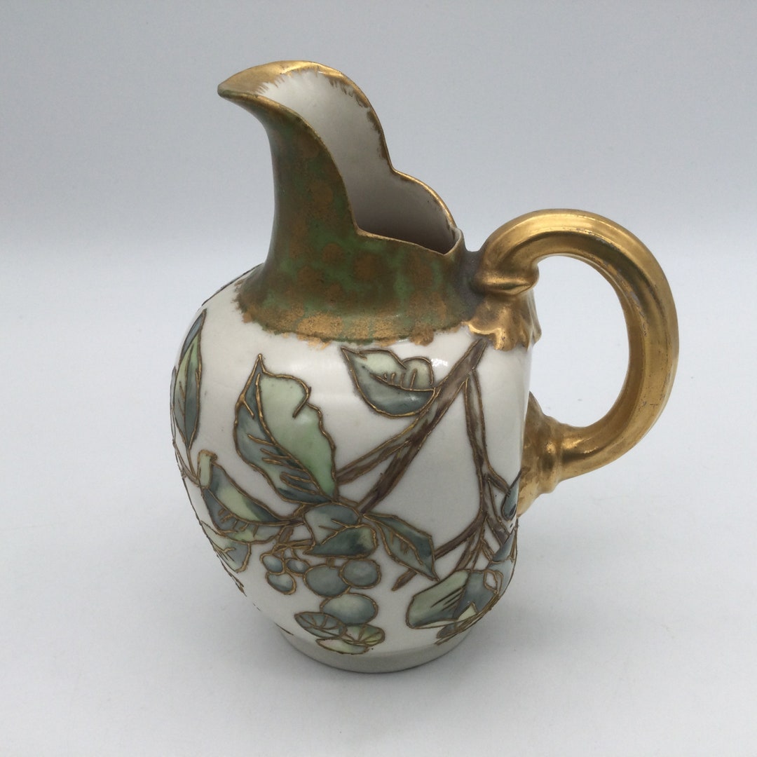 Victorian English Hand Painted Flat Back Pitcher 1893 Artist Signed C.C ...