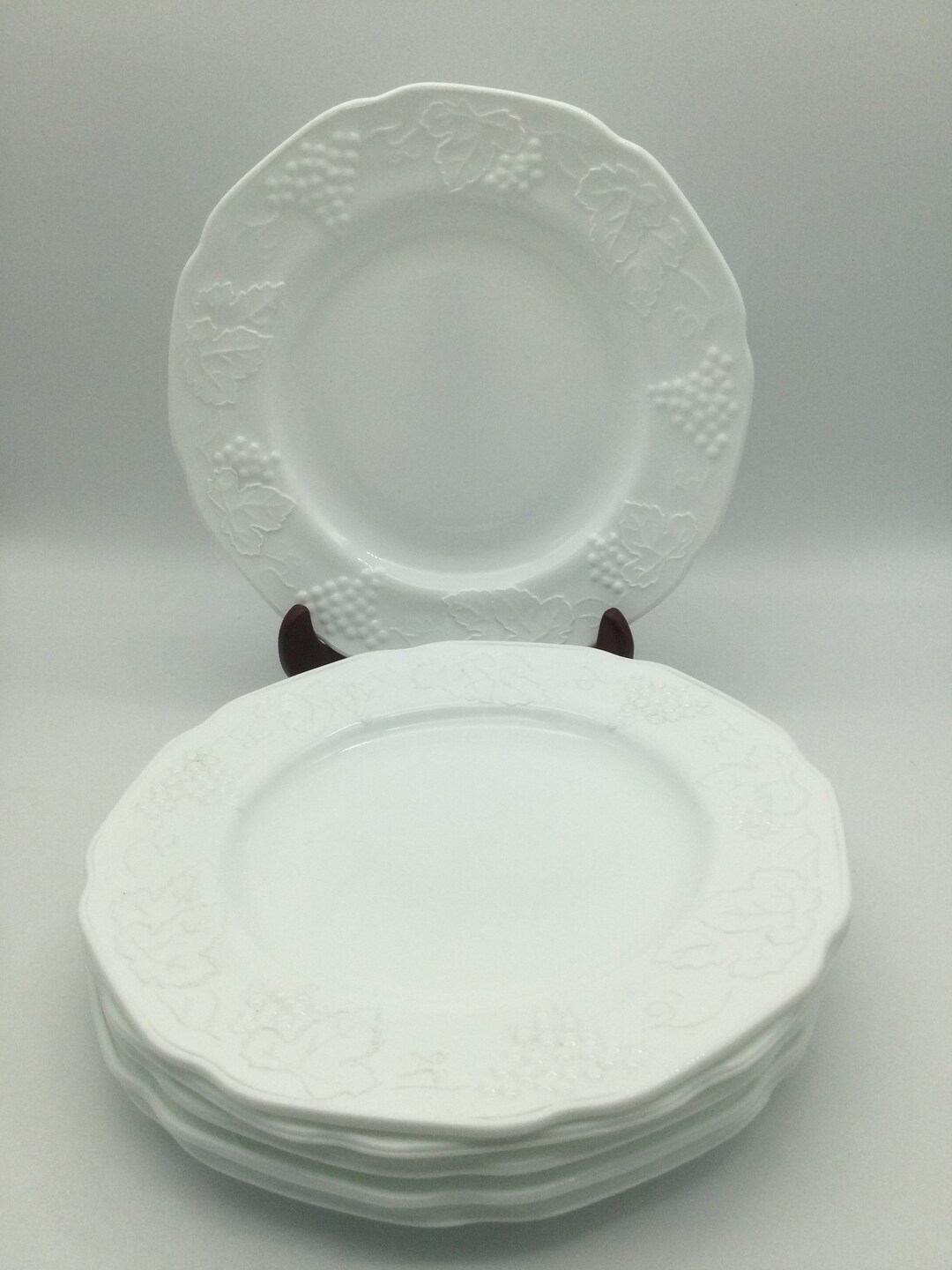 Vintage Set of 6 Milk Glass Dinner Plates / Colony / Indiana Glass ...
