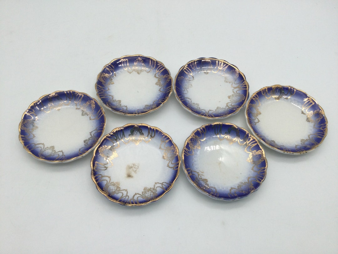 Antique Victorian Era Flow Blue and Gold Set of 6 Butter Pats - Etsy