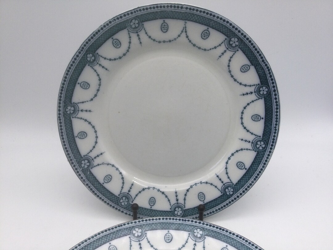 Pair of New Wharf Pottery Co. / Venice Pattern / Blue / 1891-1894 / 9 ...