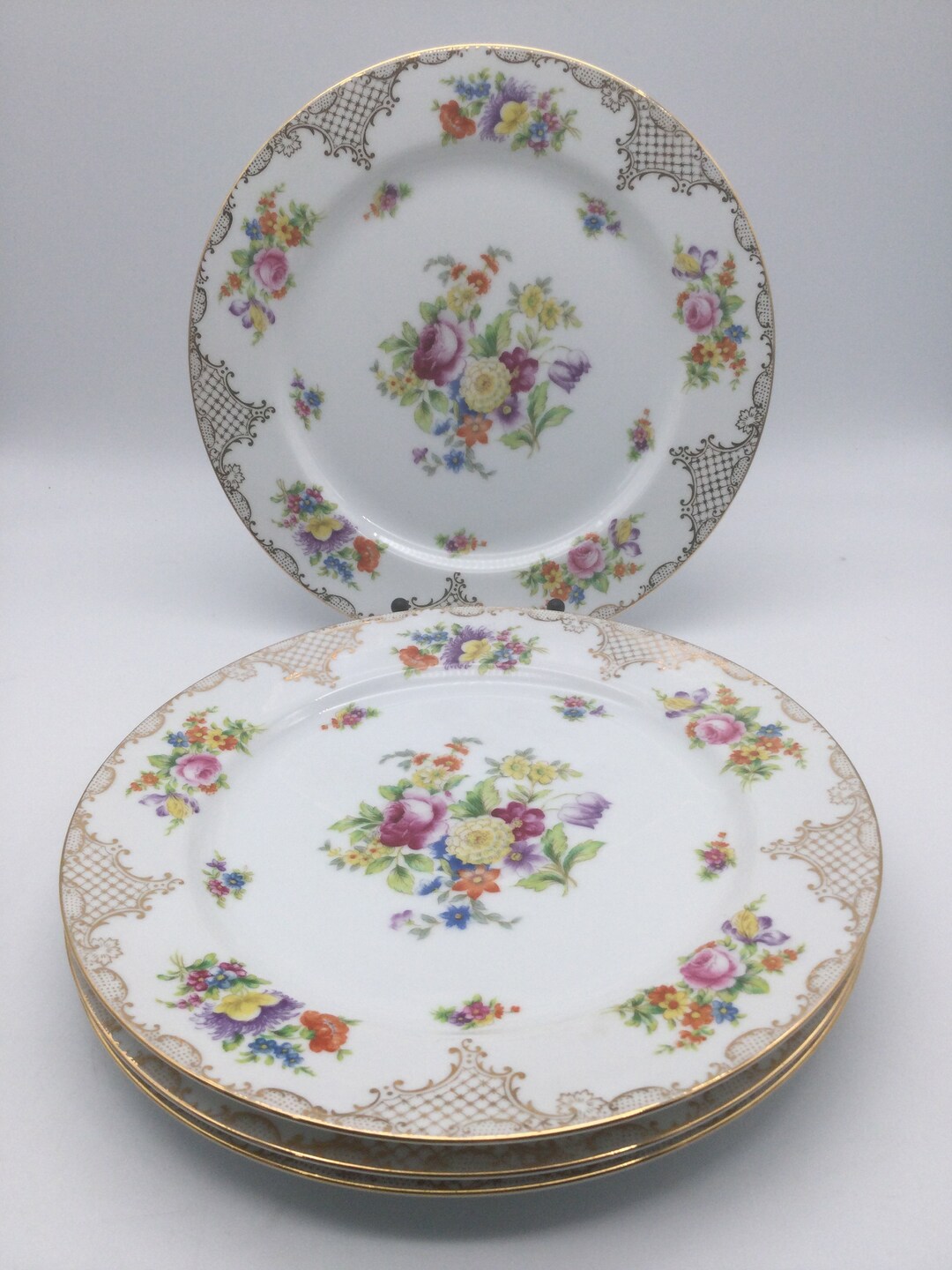 Antique Noritake Morimura Set of 4 or 3 Larosa Pattern Dinner Plates ...