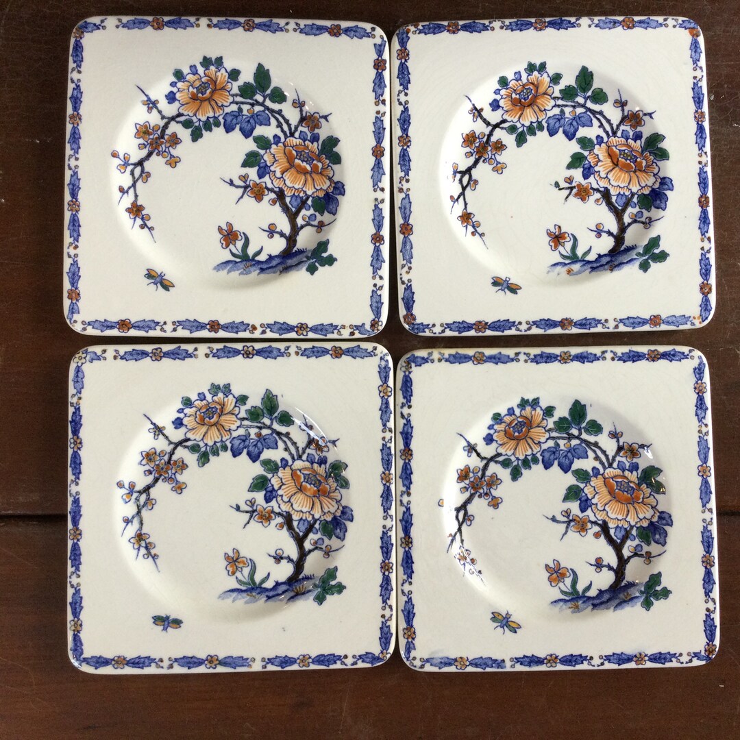 Vintage Gien France Delft Colorie / French Faience Pattern / Set of 4 ...