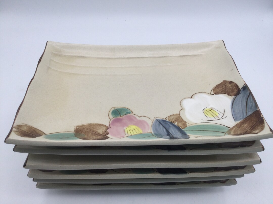 Set of 6 Handpainted Japanese Rectangular Pottery Sushi Dishes - Etsy